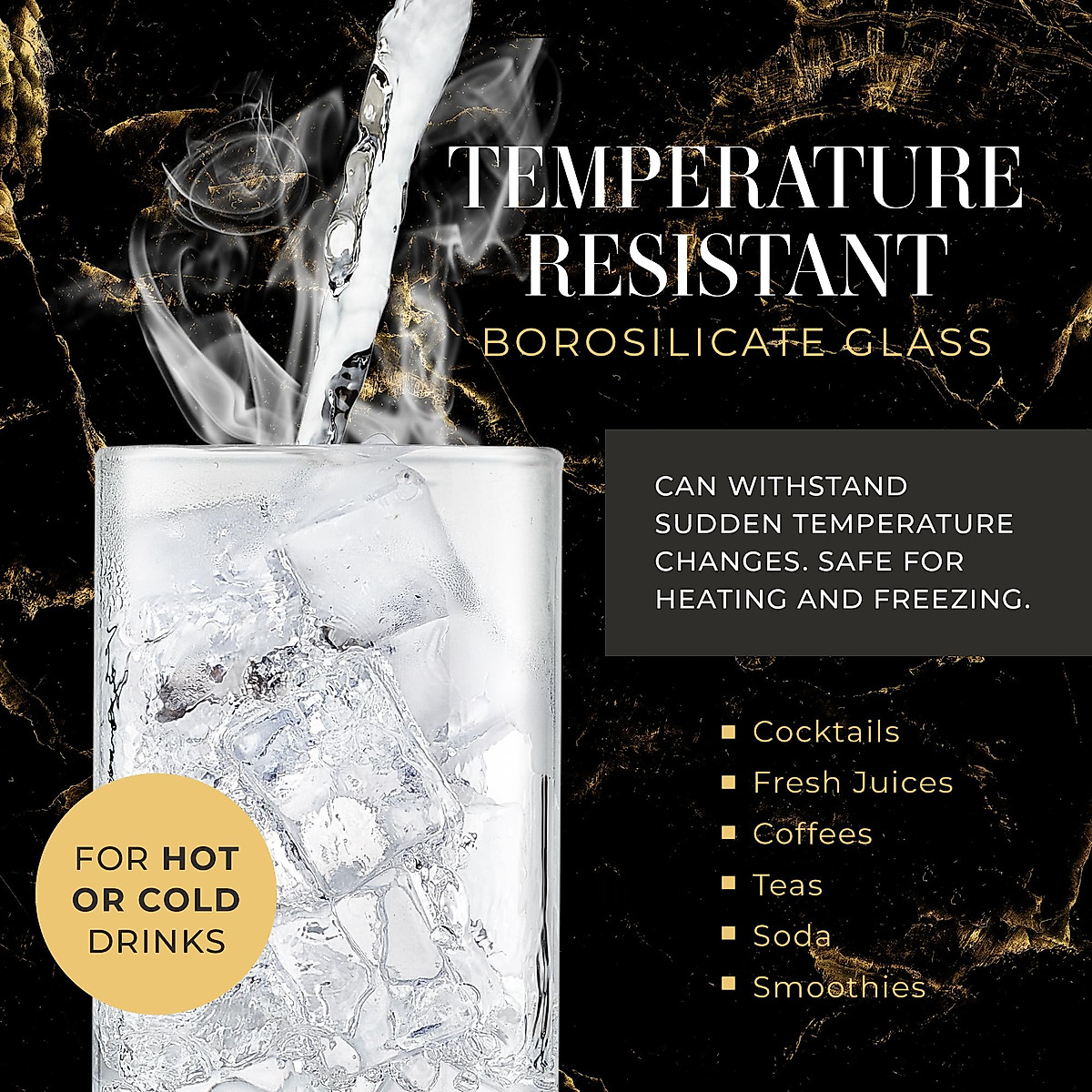 Kitchen Lux Square Drinking Glasses Set of 2 - Square Glass Cups 12 oz - Modern Glassware Set - Trendy Aesthetic Glass Ware for Highball Whiskey Cocktail Beer Water Tea Iced Coffee - Bar Accessories