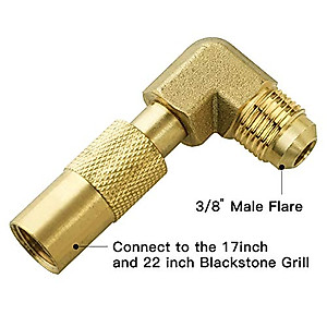 EXCELFU Propane Elbow Adapter Fitting with Extension Hose 12Ft RV Quick-Connect Kit for Blackstone 17"/22" Griddle
