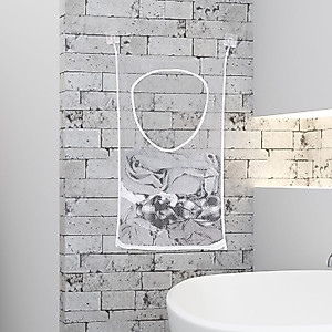 Hanging Mesh Hamper, 29.3 * 19 Inches Portable Foldable Hanging Laundry Hamper with 2 Hooks Large Mesh Laundry Basket over Door for Storage Dirty Clothes on Closet, Bathroom, Bedroom