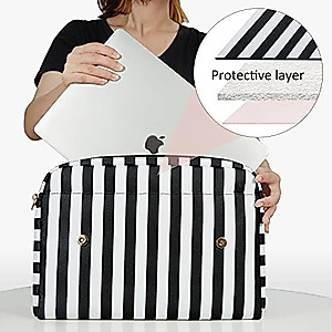 ECOSUSI Laptop Bag for 13-15 inch Notebook Compatible with MacBook Air/Pro M1 M2, Leather Slim Laptop Case Briefcase Computer Protective Sleeve