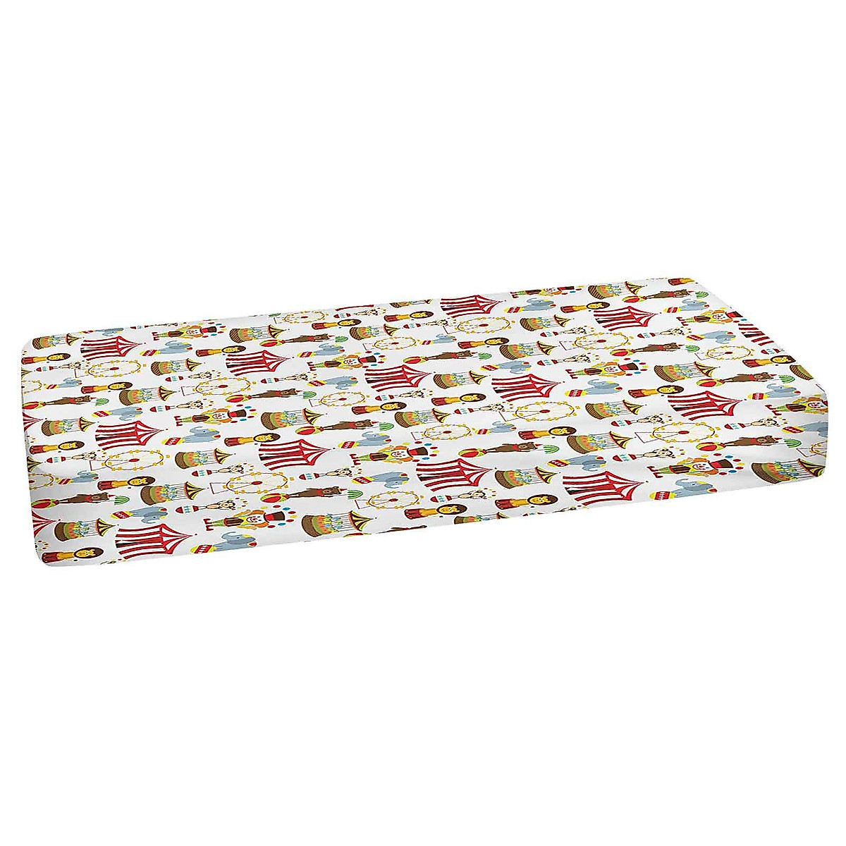 Lyzelre Circus Fitted Crib Sheet,Circus Bear Monkey Animals Merry Go Round Magic Classic Celebration Print Microfiber Silky Soft Toddler Mattress Sheet Fitted,28"x 52"x 8'',Baby Sheet for Boys Girls