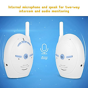 Dioche Audio Baby Monitor, Digital Audio Baby Monitor Nanny Intercom Electronic Alarm Two-Way and Talk Back Intercom (US)