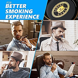 roygra Cigar Ashtray, Handmade Gilt Ceramic Cigar Ashtray, Outdoor Cigar Accessories (Black)