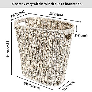 GRANNY SAYS Wicker Trash Can, Waterproof Bathroom Trash Can, Wicker Waste Basket for Bathroom, Decorative Boho Trash Can, Waste Basket for Bedroom, Office, 19 Liters/5 Gallons