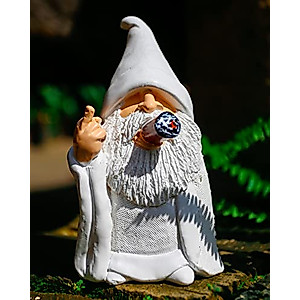 Naughty Smoking Wizard Gnome,Middle Finger Gnome,Gnomes Garden Decorations,Garden Nomes Statue Outdoor Funny,Funny Lawn Figurine for Lawn Yard Balcony Porch Patio Home Ornaments Outdoor Decorations