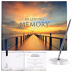 Funeral Guest Book, in Loving Memory Funeral Guestbook with Pen, Pond Design Memorial Service Guest Book, Memorial Guest Book, Memorial Book, Funeral Book, Signature Book, Funeral Book Guest
