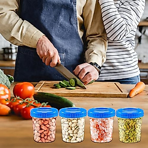 FEOOWV 12pcs 4oz Salad Dressing Container to Go - Small Containers with Lids Leakproof Condiment Containers with Screw Lids Reusable Stackable Plastic Dip Sauce Containers (Blue)