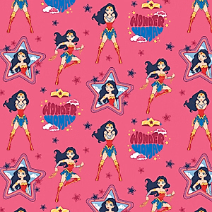 DC Comics Fabric Young DC Wonder Woman Take a Stand in Pink Premium Quality 100% Cotton Fabric by The Yard