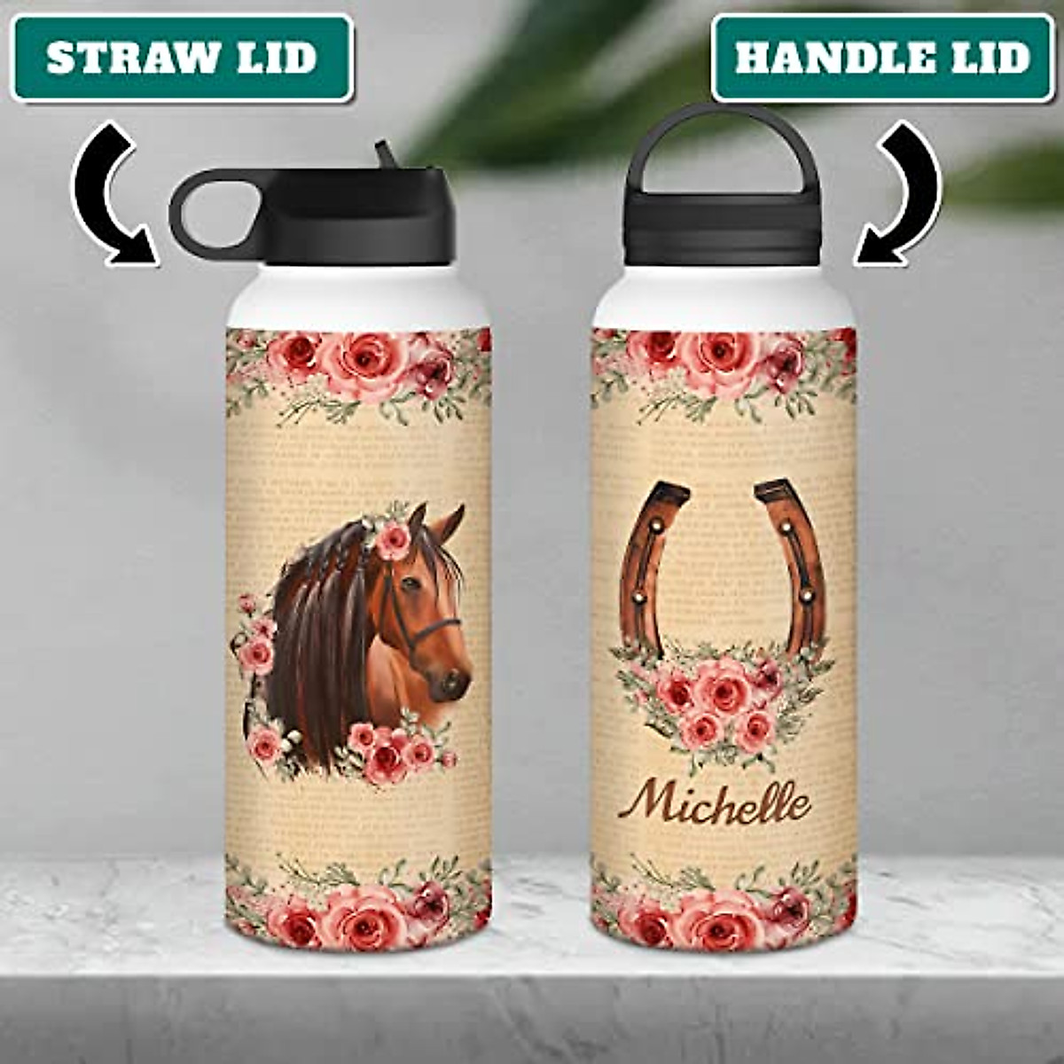 winorax Horse Gifts For Women Personalized Just A Girl Who Loves Horse Water Bottle Stainless Steel Insulated Sport Bottles Travel Cups 20oz 30oz Birthday Christmas Inspirational Gift Idea