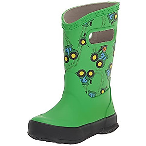 Bogs Kids Rainboot, Tractors Print - Green, Size 7 Little Kid