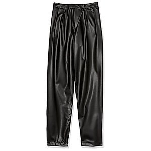 The Drop Women's @signedblake Black Vegan Leather Pleated Pants, M