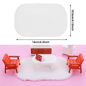 Cobee 2Pcs Miniature Carpets, 1:12 Dollhouse Wool Rug Dolls House White Furry Rugs Mini Furniture Dollhouse Accessories Play Set