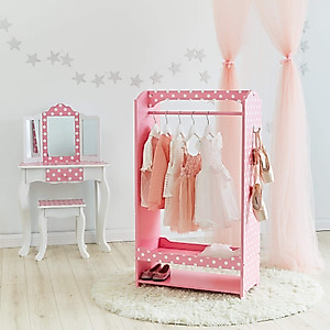 Teamson Kids Fashion Polka Dot Prints Bella Toy Dress Up Unit - Pink / White