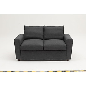 Panana Sofas for Living Room, Comfy Modern Couch with Lift-up Storage, Upholstered Linen Couch, Couch for Living Room, Bedroom, Apartment, Lounge (Dark Gray Linen Fabric, 2 Seater)