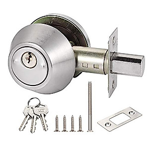 Weiye Front Door Entry Lever Lockset and Single Cylinder Deadbolt Combination Set, Satin Nickel Keyed