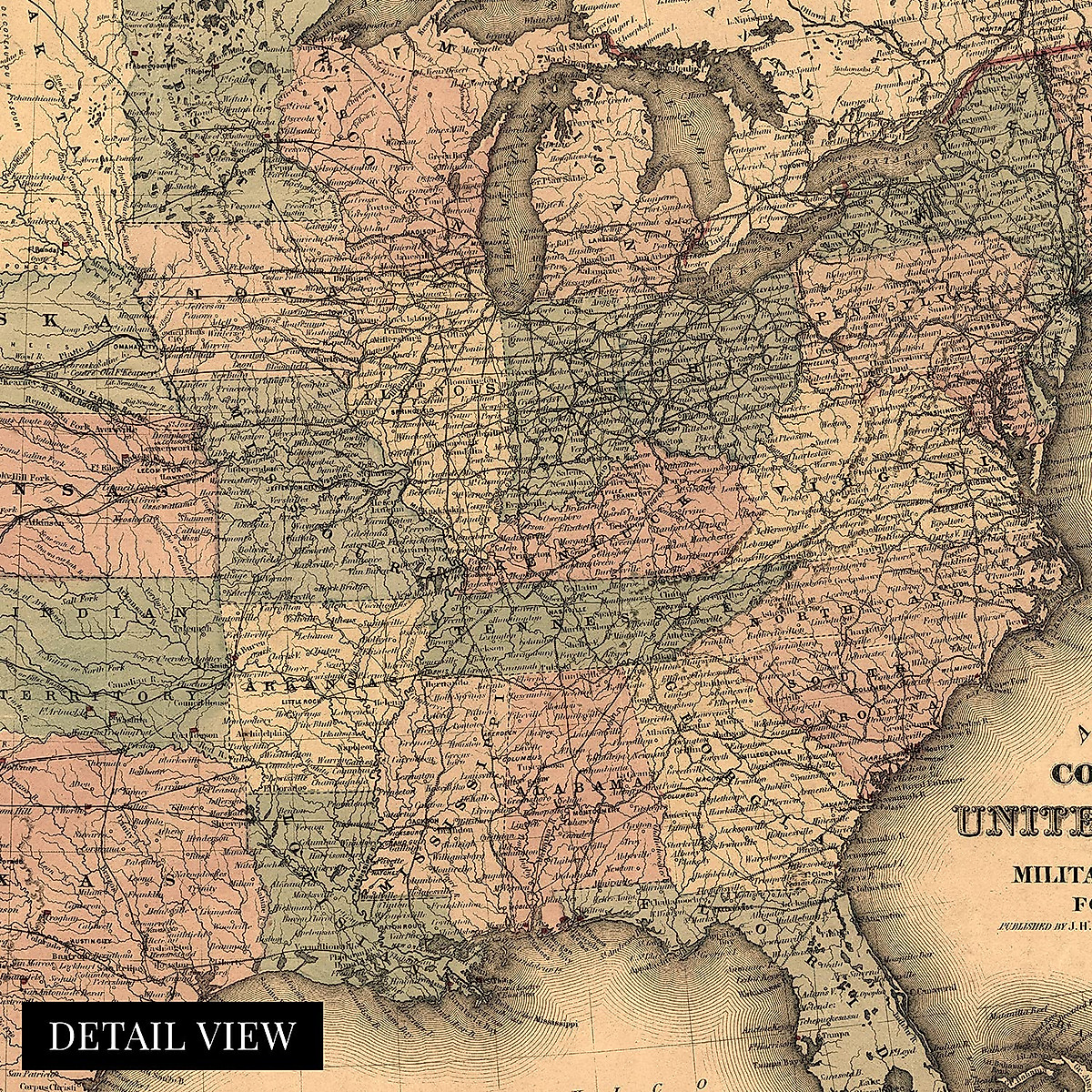 HISTORIX Vintage 1861 United States Military Map - 18x24 Inch Vintage Map of the United States Wall Art - Civil War of USA Map History - Old United States Map Poster - Colton's US Civil War Map