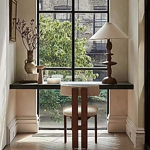 KLOVIA Mid Century Dining Chairs Set of 4 Comfortable PU Wooden Side Chairs with Sherpa Upholstered Curved Open Back Farmhouse Kitchen Chairs Set for Indoor/Living Room/Anteroom, Brown (A01)