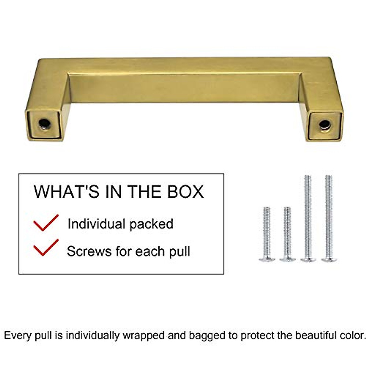 goldenwarm 5 Inch Gold Cabinet Pulls 10 Pack Brushed Brass - LSJ12GD128 Gold Cabinet Handles Square Brushed Gold Kitchen Hardware Pulls for Dresser Drawers