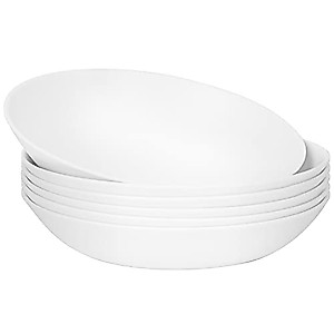 GEHE Pasta Bowls 34oz, 8.6" Large Salad Bowls, White Serving Bowls for Kitchen, Bamboo Fiber Pasta Bowls Set of 6, Dinner Bowls and Pasta Plates for Salad, Soup and Dishwasher Safe, House-warming Gift