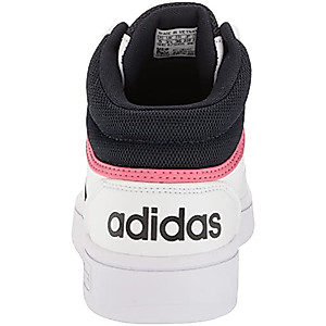 adidas Women's Hoops 3.0 Mid Basketball Shoe, White/Legend Ink/Rose Tone, 9