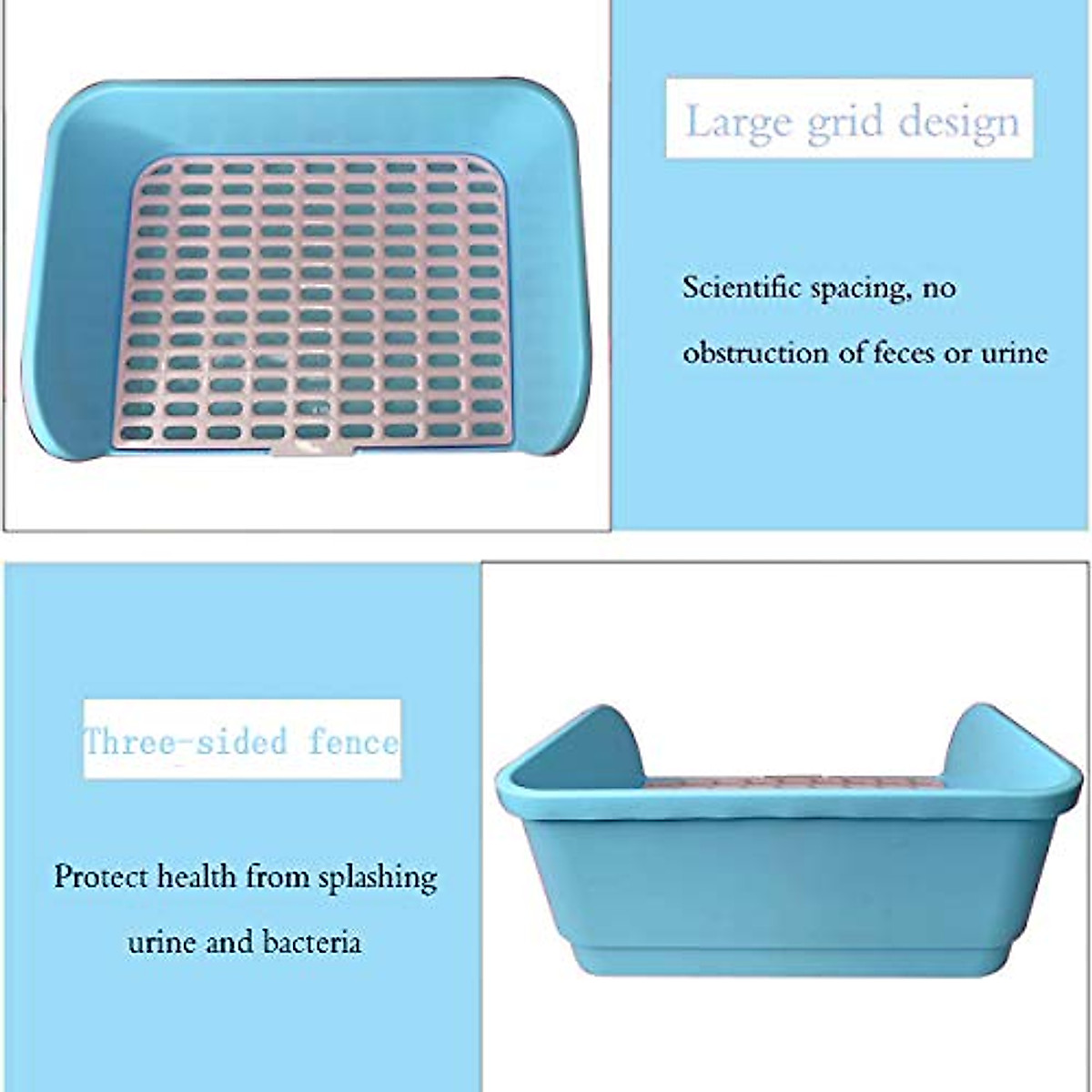 Hamiledyi Large Rabbit Litter Box Corner Bedding Box Chinchilla Toilet Trainer Square Potty Pet Pan for Adult Guinea Pig, Galesaur.Ferret and Other Animals
