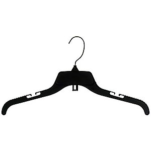 Mainetti 484 Recycled Black Plastic Hangers with Rotating Metal Hook and Notches for Straps, Great for Shirts/Tops/Dresses, 17-Inch (Pack of 100)