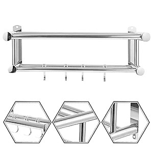 Stainless Steel Towel Rack Hanging Wall Basket Kitchen Shelf Bathroom Shelf Organizer Kitchen Storage Rack Soap Dish Holder Shelf Bathroom Shower Towel Wall Rack Bathroom Organizer