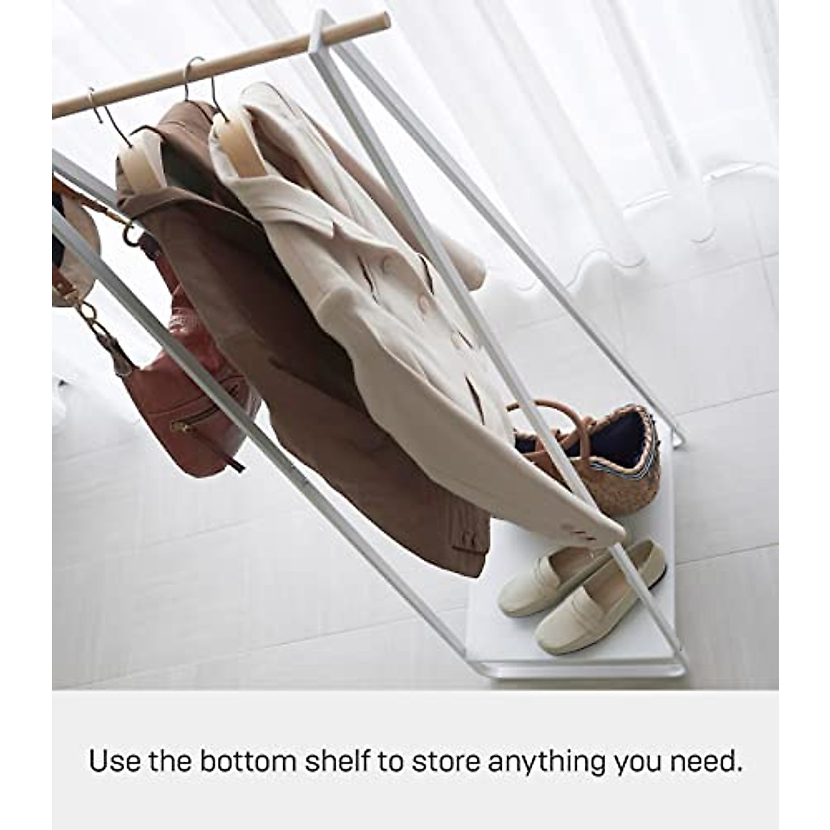 Yamazaki Shelf Home Free Standing Hanger | Steel | Coat Rack, One Size, White