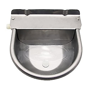 Upgraded Stainless Steel Automatic Livestock Waterer Bowl with Float Valve and Extra Drain Plug, Farm Grade Stock Water Trough for Horse,Goat, Dog,Pig Water(Comes with 2 Drain Plugs)