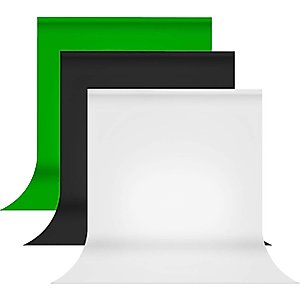 Julius Studio 9 x 13 ft. White, Black, Green Chromakey Background Backdrop Screen Bundle, Premium High Density > 150GSM Fabric A+ Grade, Wrinkle Resistant, Video Studio, Party, Events, PROMO05_AM1