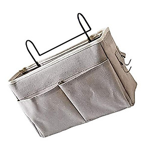 DOITOOL Storage Bag Hanging Organizer, Grey Bedside Caddy Organizer, Canvas Pouch for Bunk, chair, Hospital Beds, College Dorm, Rooms, Baby Bed Rails, Camp ( Grey )