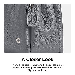 COACH Polished Pebble Leather Lana Shoulder Bag 23, Grey Blue