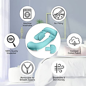 UniNewborn Sleep Better During Pregnancy Maternity Pillow - G-Shaped Support for Neck, Back, Belly, HIPS, and Legs - Removable Washable Cover - Aqua Blue