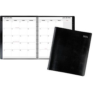 2024 Office Depot® Brand Monthly Planner, 9" x 11", Black, January to December 2024, OD710600