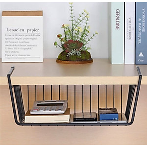 RoomForLife - 2 Pack Under Shelf Organization Baskets - Color Black - Slips on any Shelf/Cabinet - Kitchen Closet Laundry More