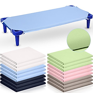 Mixweer 18 Pack Daycare Cot Sheet for Toddler Preschool Standard Daycare Natural Cotton Crib Sheets Breathable Poly Cotton Blend Cot Sheet Children's Naptime Cot Sheet for Boys and Girls, 51 x 23 Inch