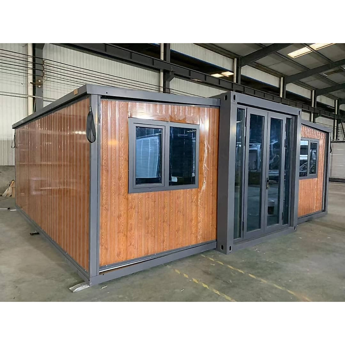 Portable Home 20 * 19 FT wit Cabinet 2 bedrooms,1 Kitchen,1 Bathroom,Floor Leather, Entrance Door,Window, Exquisitely Designed Modern Villa Prefab House for Live,Work… (Light Brown)