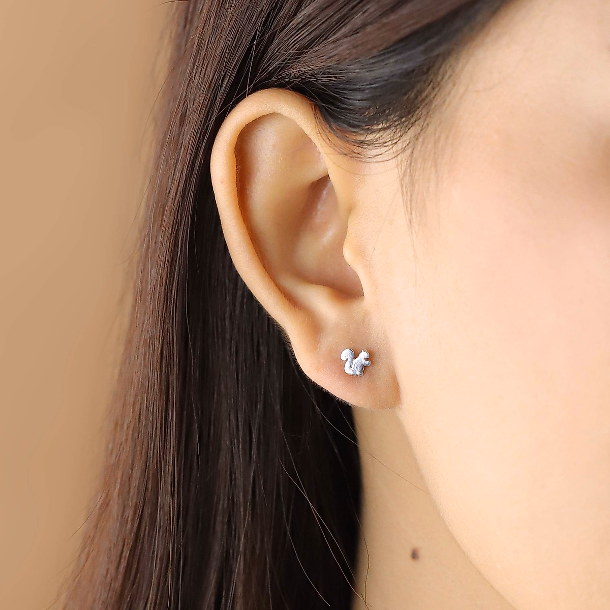 Boma Jewelry Sterling Silver Matte Squirrel Stud Earrings