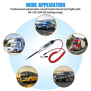 Car Truck Circuit Test Pen, 3-70V Digital Electric Circuit LCD Tester Test Light Car Truck Voltage Probe Pen, DC Voltage Test Light with Voltmeter & Portable Spring Wire (Black - (3-24V))