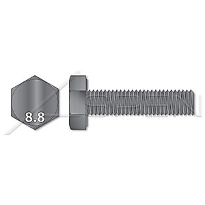 (20 pcs) M20-2.5 X 120mm, DIN 933 / ISO 4017, Metric, Hex Head Cap Screws Bolts, Full Thread, Class 8.8 Steel, Plain