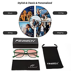 FEISEDY Retro Square Aviator Sunglasses Women Men 70s Vintage Trendy Plastic Frame Sun Glasses B2835