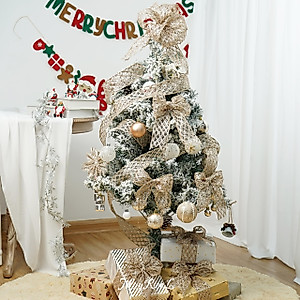 MAYREEL 2.5 Inch Champagne Wired Ribbon Glitter Pale Gold for Christmas Decorations Gift Wrapping Wreath Supplies Tree Toppers 10 Yards