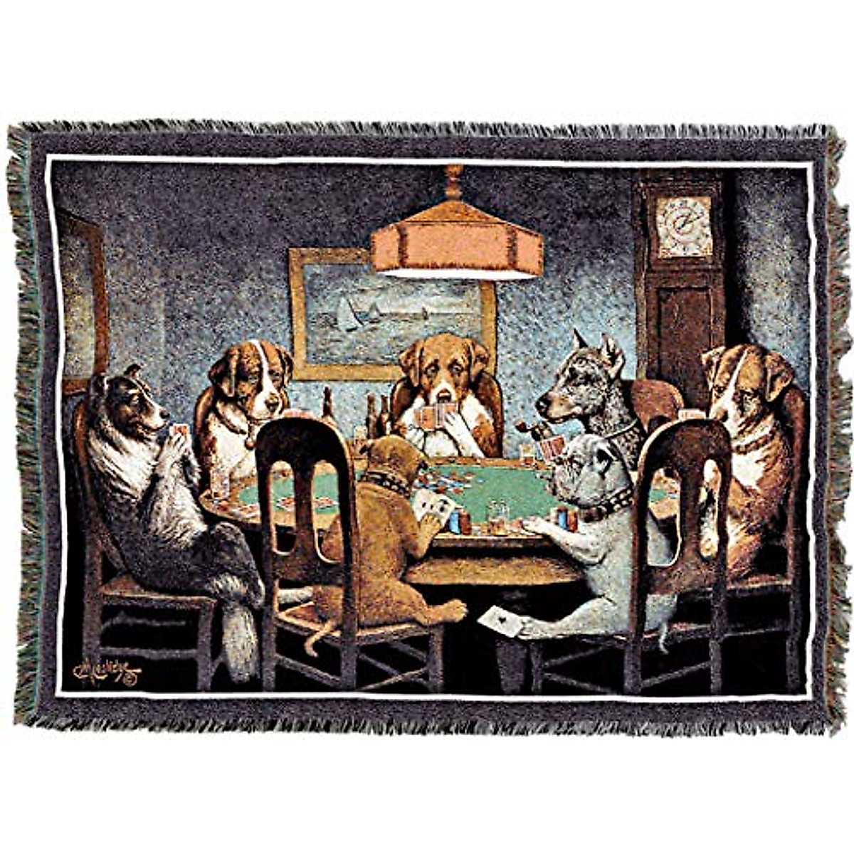Pure Country Weavers Dogs Playing Poker Blanket - A Friend in Need -Cassius Marcellus Coolidge - Cute Funny Gift Tapestry Throw Woven from Cotton - Made in The USA (72x54)