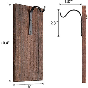 Dahey Rustic Wall Hooks for Mason Jar Lantern Wall Decor, Set of 2 Decorative Iron Hooks with Wood Boards for Hanging Sconce Candle Plants Hangers, Christmas Home Decor