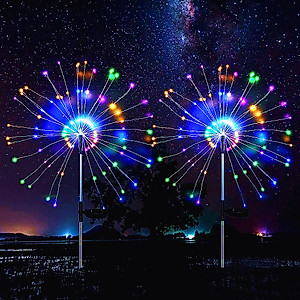 Honche Solar Garden Lights, 2 Pack Decorative Solar Outdoor Lights Waterproof IP65 8 Lighting Modes Firework Lights for Garden Patio Counrtyards Pathway Part