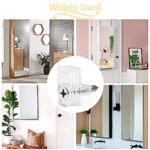 Qjaiune 20 Pack Mirror Holder Clips for Walls, Clear Retainer Clips Cabinet Glass Holder Clip, Wall Mirror Mount Kit Frameless Mirror Hanging Hardware for Vanity Mirror Window Screen (Modern Style)