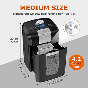 Bonsaii 14 Sheet Paper Shredder for Office, 60-Mins Cross-Cut P-4 Level Paper Shredder Shreddable Document/Mails/CDs/Credit Cards with 4.2 Gal Pullout Basket, Jam Proof & 4 Casters(3S16 Upgrade)