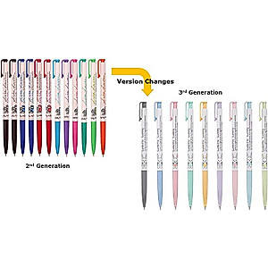 Xeno Slim Ball point Pens - Baby Mikey 0.38mm 9 Color mix (Pack of 12) With twistable pencil
