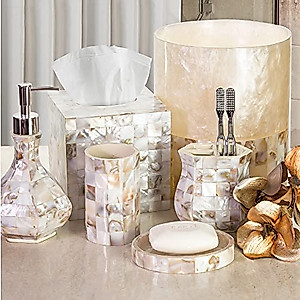 Creative Scents Bathroom Trash Can - Decorative Bathroom Wastebasket Finished in Beautiful Mother of Pearl - Modern Waste Basket for Bathroom, Powder Room Or Living Room (Milano Collection)