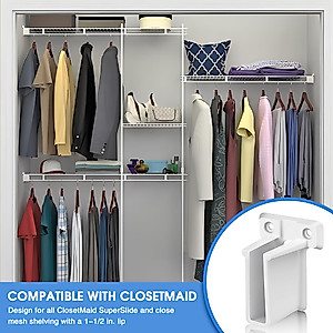 Dreyoo 12 Pack Wire Shelf End Bracket, White Plastic Closet Shelves Brackets, Wall Mount Brackets for Shelves Closet, Screws Included